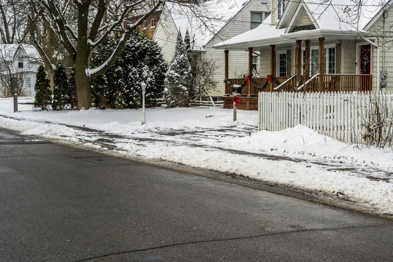 Snow Covered Street in a Canadian Residential Area HDRi Maps and Backplates
