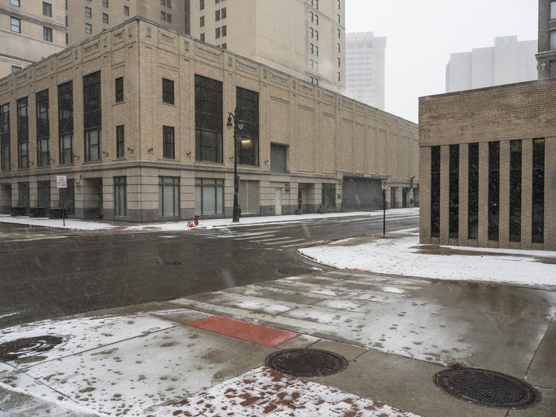 Snow Covered Streets in Downtown Detroit HDRi Maps and Backplates