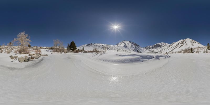 Snowy Mountain Range Under a Clear Sky HDRi Maps and Backplates