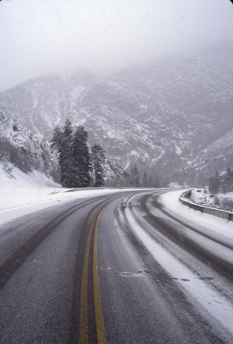 Snowy Road Through Winter Landscape HDRi Maps and Backplates