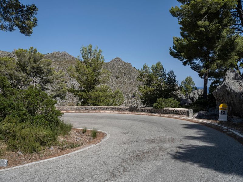 Spain's Asphalt Road: Curves and Nature Landscape HDRi Maps and Backplates