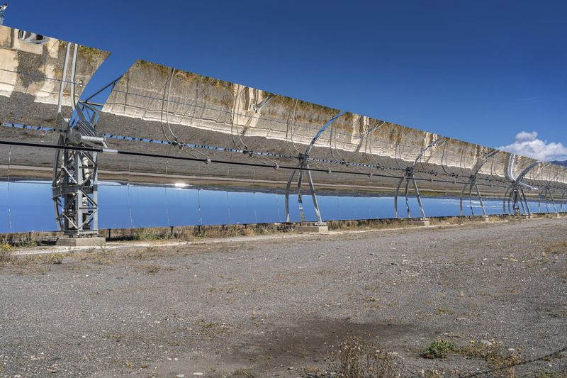 Spain Landscape with Solar Array and Water HDRi Maps and Backplates