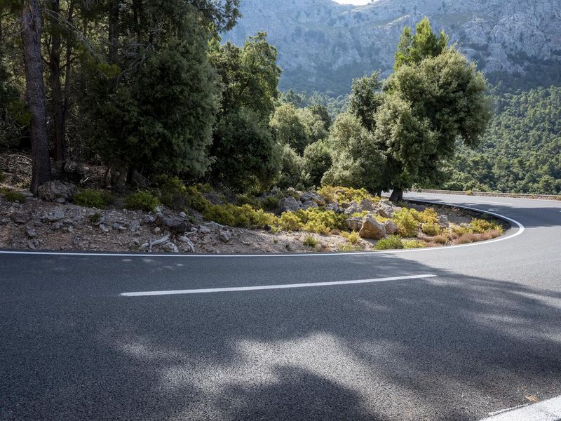 Spanish Road with Curve and Mountain View HDRi Maps and Backplates