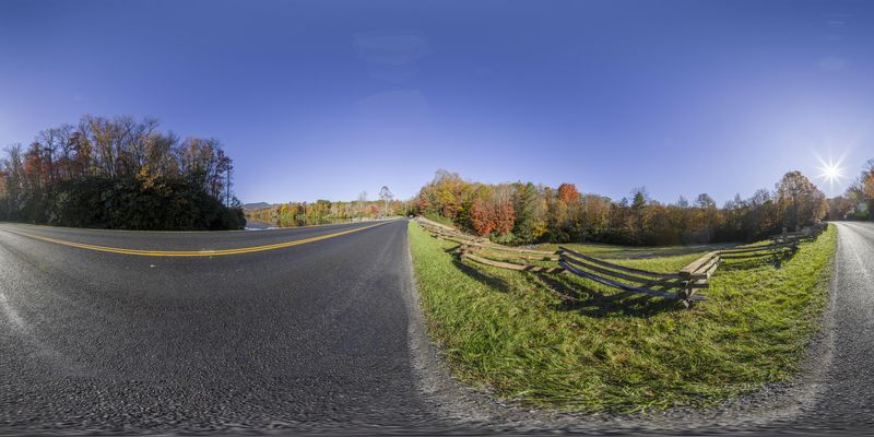 Split-Open Road in the USA: Coastal Landscape and Scenic Beauty HDRi ...