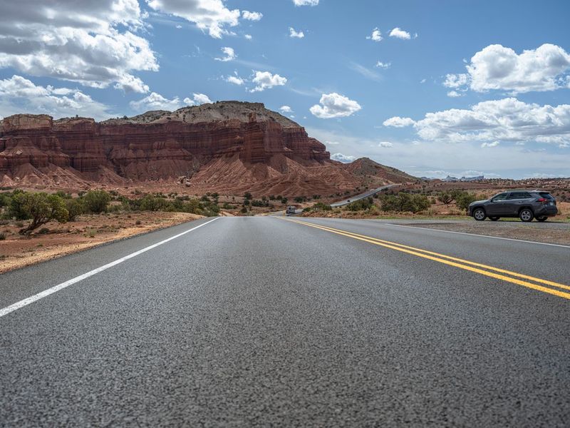 A Straight Road through Capitol Reef in Utah HDRi Maps and Backplates