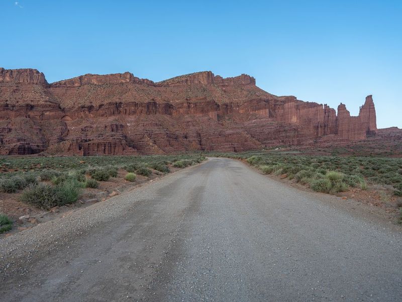 Straight Road through Fisher Towers, Utah HDRi Maps and Backplates