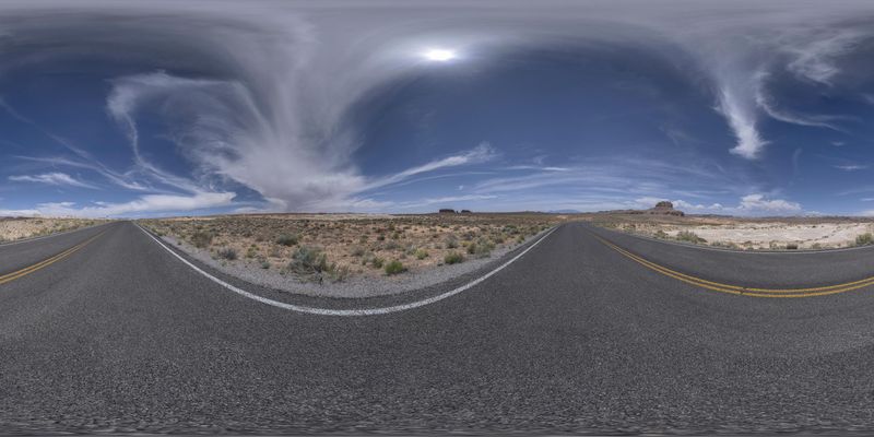 Straight Road in the Utah Desert: Cloud Formation Above HDRi Maps and ...