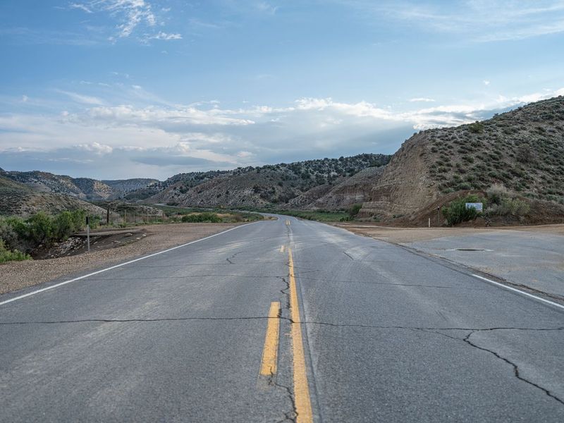 Straight Road in Utah's Picturesque Landscape