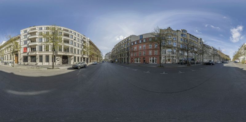 Street Corner in Berlin City - Day HDRi Maps and Backplates