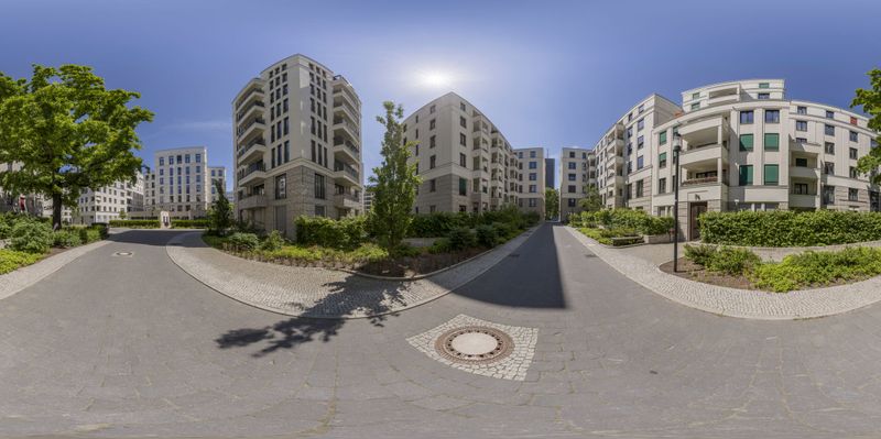 Street Corner in Berlin: High-Rise Buildings and Urban Design HDRi Maps ...