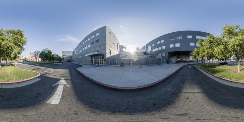 Suburban Building: Panoramic View of the Parking Lot HDRi Maps and ...
