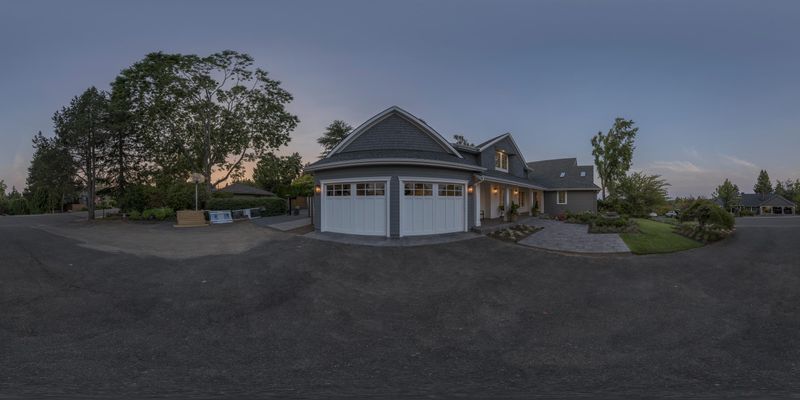 Suburban Driveway in the USA: Garages at Dusk HDRi Maps and Backplates