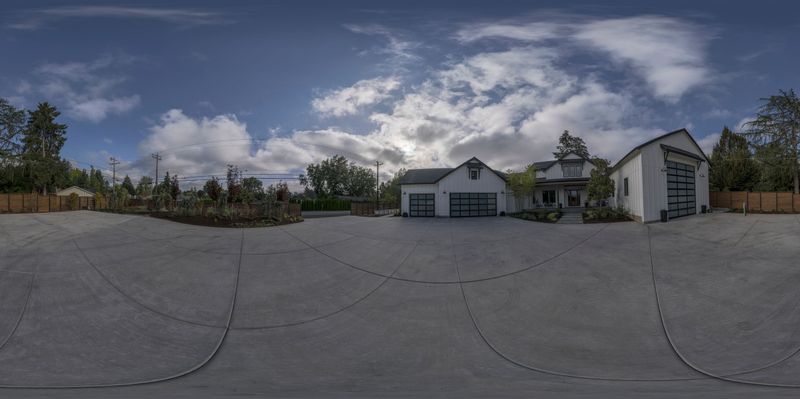Suburban Neighborhood Home: Driveway and Garage HDRi Maps and Backplates
