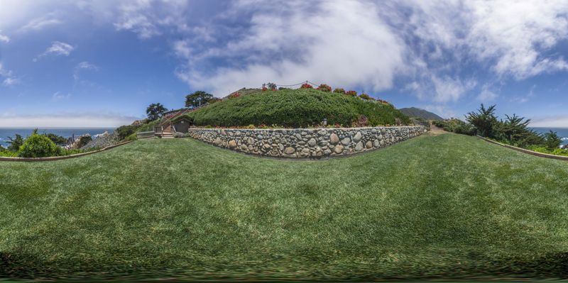 Suburban Open Space: A Hill Covered in Flowers under a Clear Sky HDRi ...