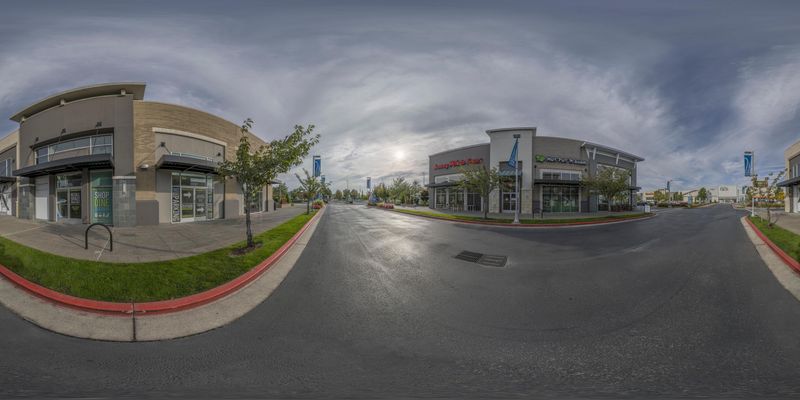 Suburban Residential Area: An Asphalt Street - HDRi Maps and Backplates