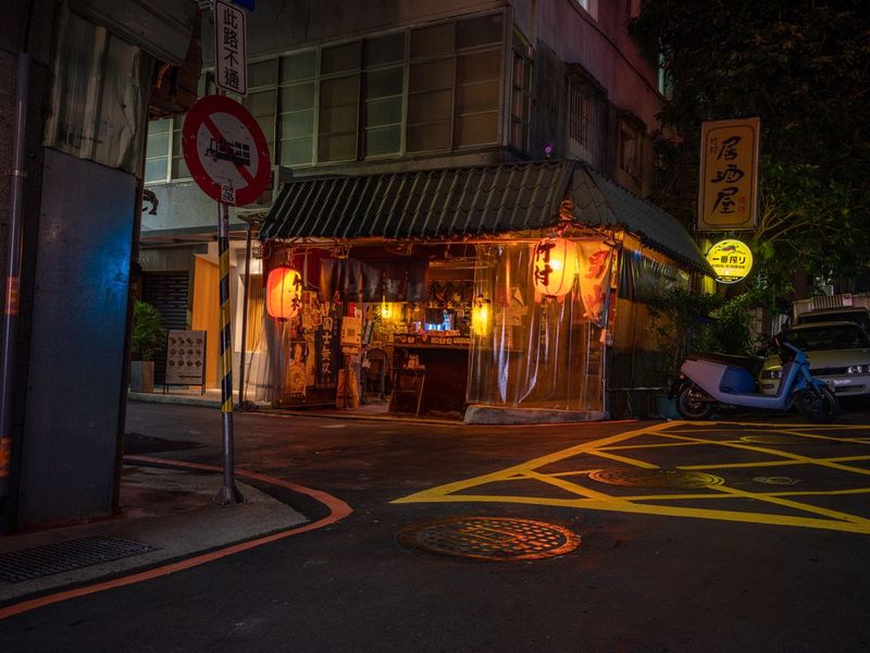 Suburban Restaurant at Night Cityscape HDRi Maps and Backplates