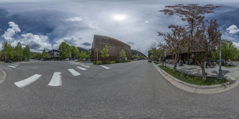 Suburban Road in Colorado with Modern Storefronts