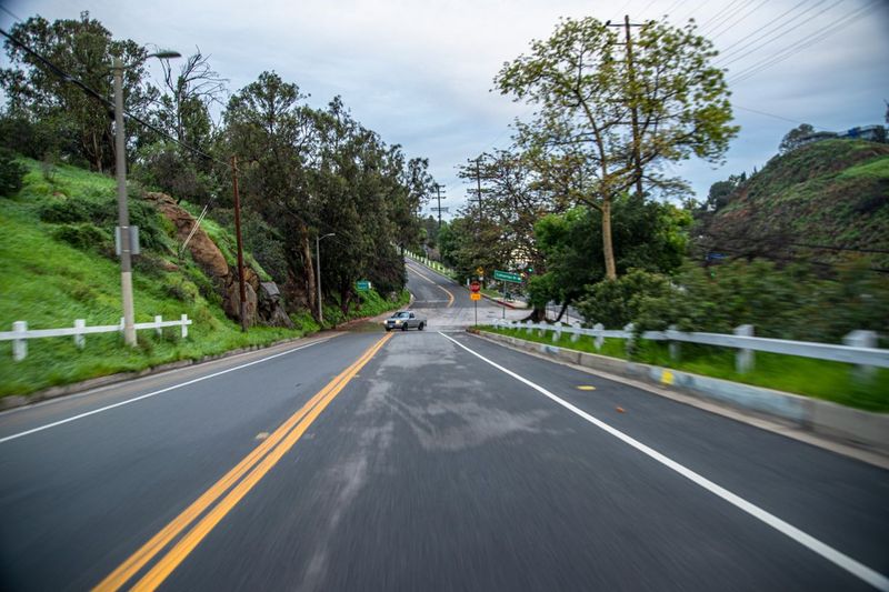 Suburban Road in Los Angeles at Dawn HDRi Maps and Backplates