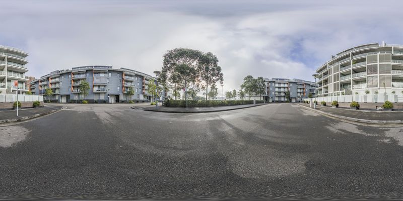 Suburban Street in a Residential Area with Buildings HDRi Maps and ...