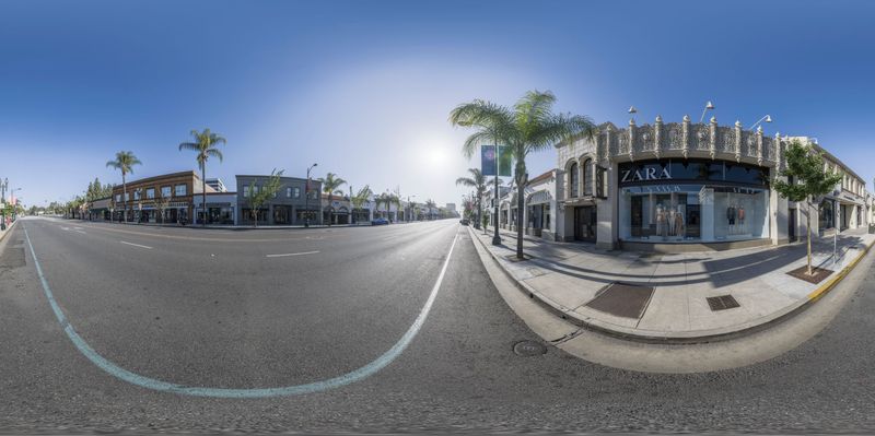 Sunny City: Road Intersection with Buildings and Palm Trees HDRi Maps ...