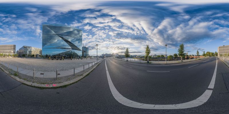Sunny Day in Berlin: Glass Office Buildings and Cityscape HDRi Maps and ...