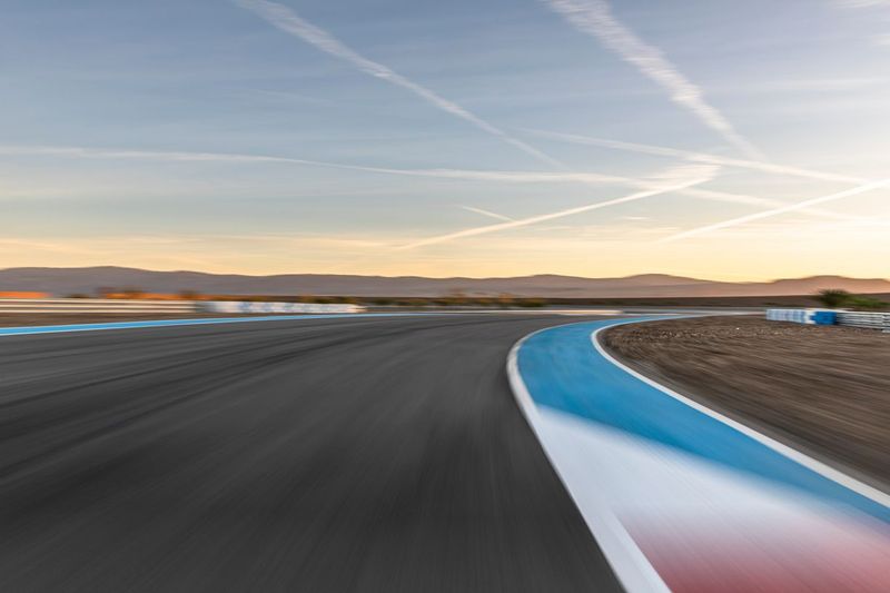 Sunrise at the Race Track: Asphalt Curve and Sun Visible HDRi Maps and ...