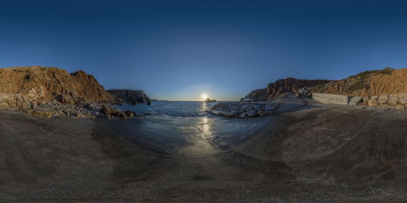 Sunset Beach in Portugal: Cliffs and Ocean HDRi Maps and Backplates