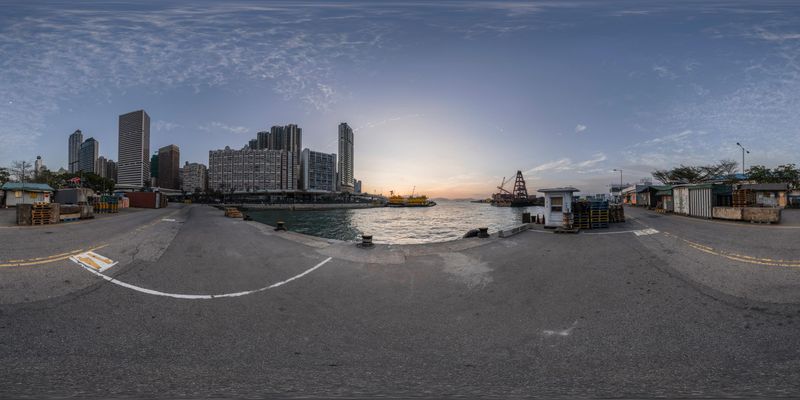 Sunset City Skyline: A Coastal View of China HDRi Maps and Backplates