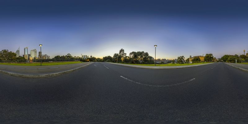 Sunset Cityscape: A Modern Business District HDRi Maps and Backplates