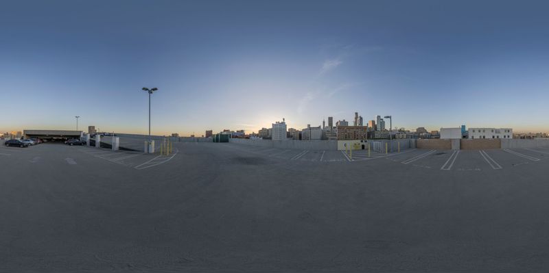 Sunset Cityscape: A Parking Lot in the Metropolis HDRi Maps and Backplates