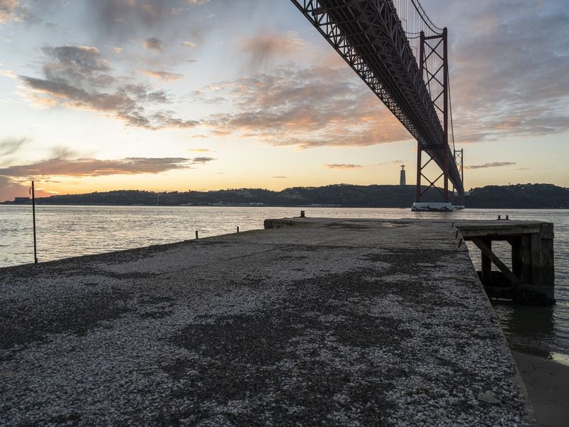 Sunset View of Lisbon Harbor from Bridge over Water HDRi Maps and ...