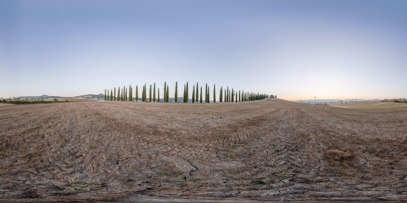 Surreal Landscape in Tuscany, Italy at Dusk HDRi Maps and Backplates