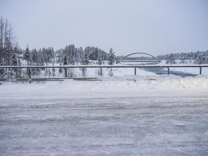 Suspension Bridge in Sweden Over Frozen River HDRi Maps and Backplates