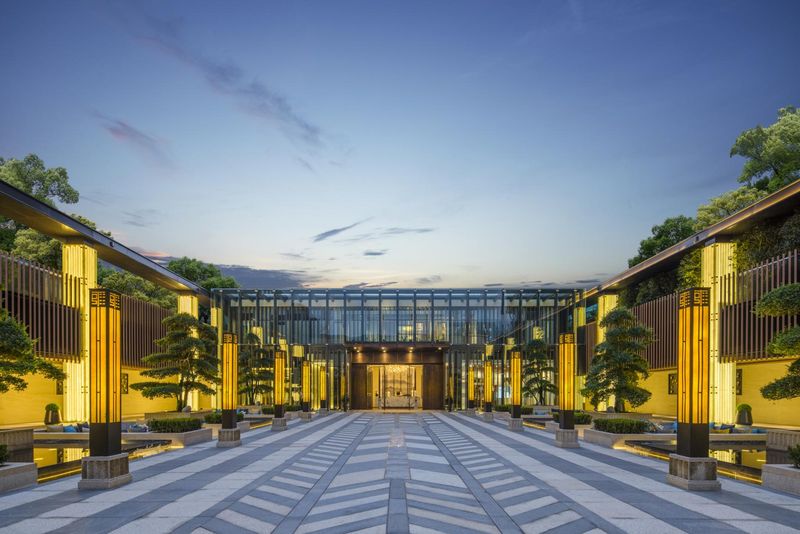 Suzhou Hotel Courtyard with Plants, Trees, and Benches HDRi Maps and ...