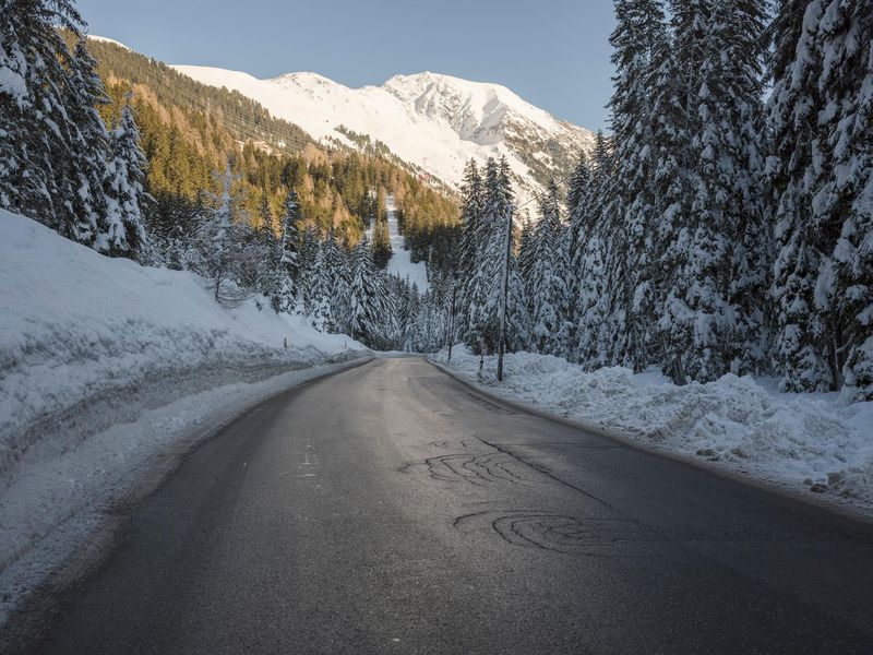 Switzerland Alps Road through Mountain Trees HDRi Maps and Backplates