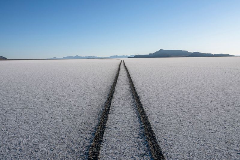 Tire Tracks in California Desert with Mountains in Distance HDRi Maps ...