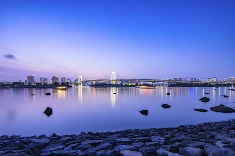 Tokyo Night Cityscape with Bridge Reflecting in Water HDRi Maps and ...