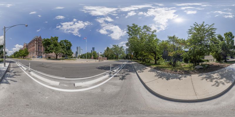 Toronto City Street View: Trees and Building HDRi Maps and Backplates