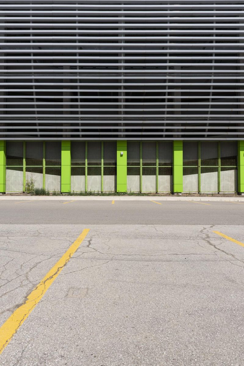 Toronto Parking Lot with Green Doors and Shutters HDRi Maps and Backplates