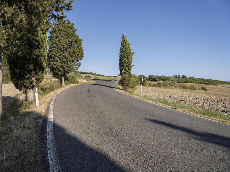 Tuscany, Italy: Rural Highway with Cypress Trees HDRi Maps and Backplates