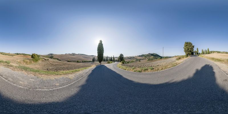 Tuscany, Italy: Scenic Road with Panoramic View HDRi Maps and Backplates
