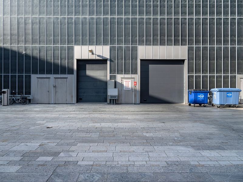 Urban Building with Garbage Cans HDRi Maps and Backplates