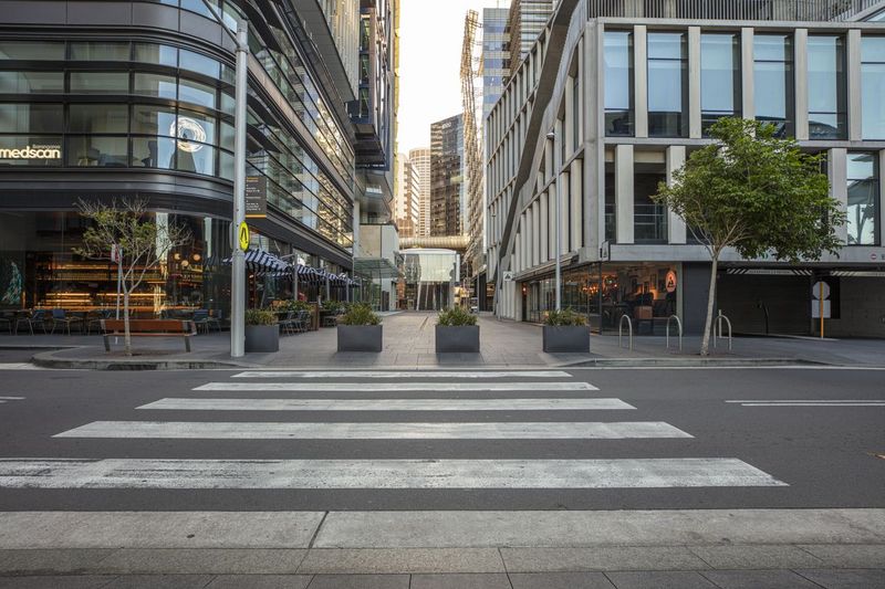 Urban City Crosswalk with Skyscrapers HDRi Maps and Backplates