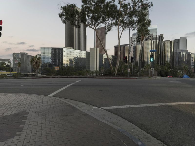 Urban Cityscape at Dawn with High Rise Buildings HDRi Maps and Backplates