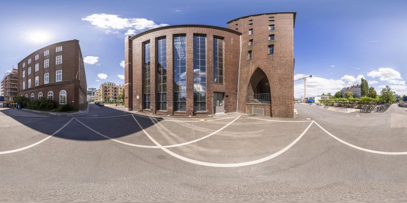 Urban Design in Berlin: Circular Building with Brick Facade HDRi Maps ...