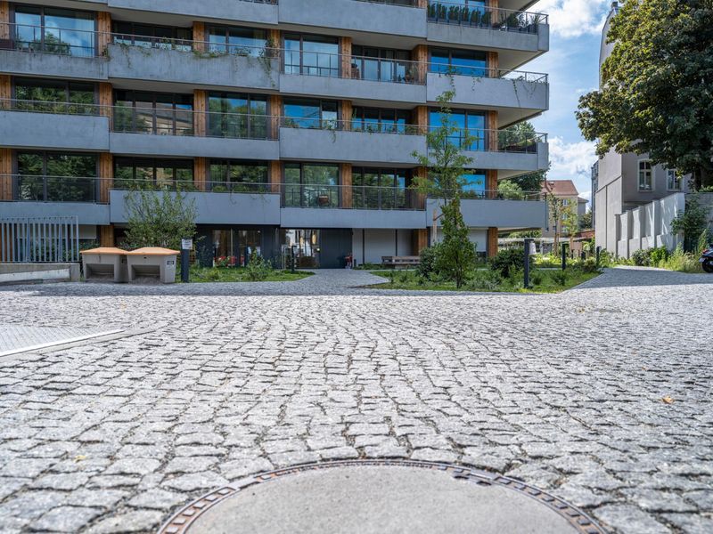 Urban Design in a German City with Clear Sky HDRi Maps and Backplates