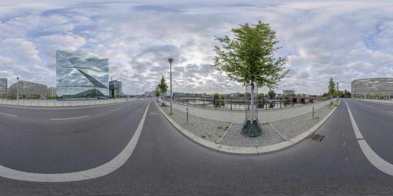 Urban Design: Glass Walls and City Life HDRi Maps and Backplates