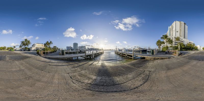 Urban Design in Miami Beach: Dock Extending into the Ocean HDRi Maps ...