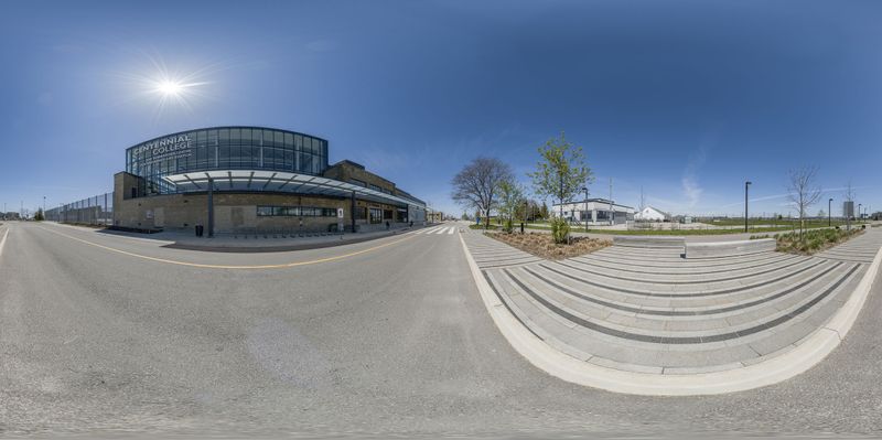 Urban Design in Toronto: A Building with a Curved Circular Photo HDRi ...