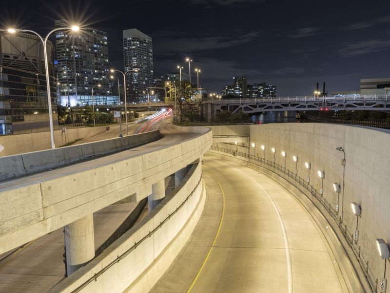 Urban Freeway at Night in Chicago HDRi Maps and Backplates